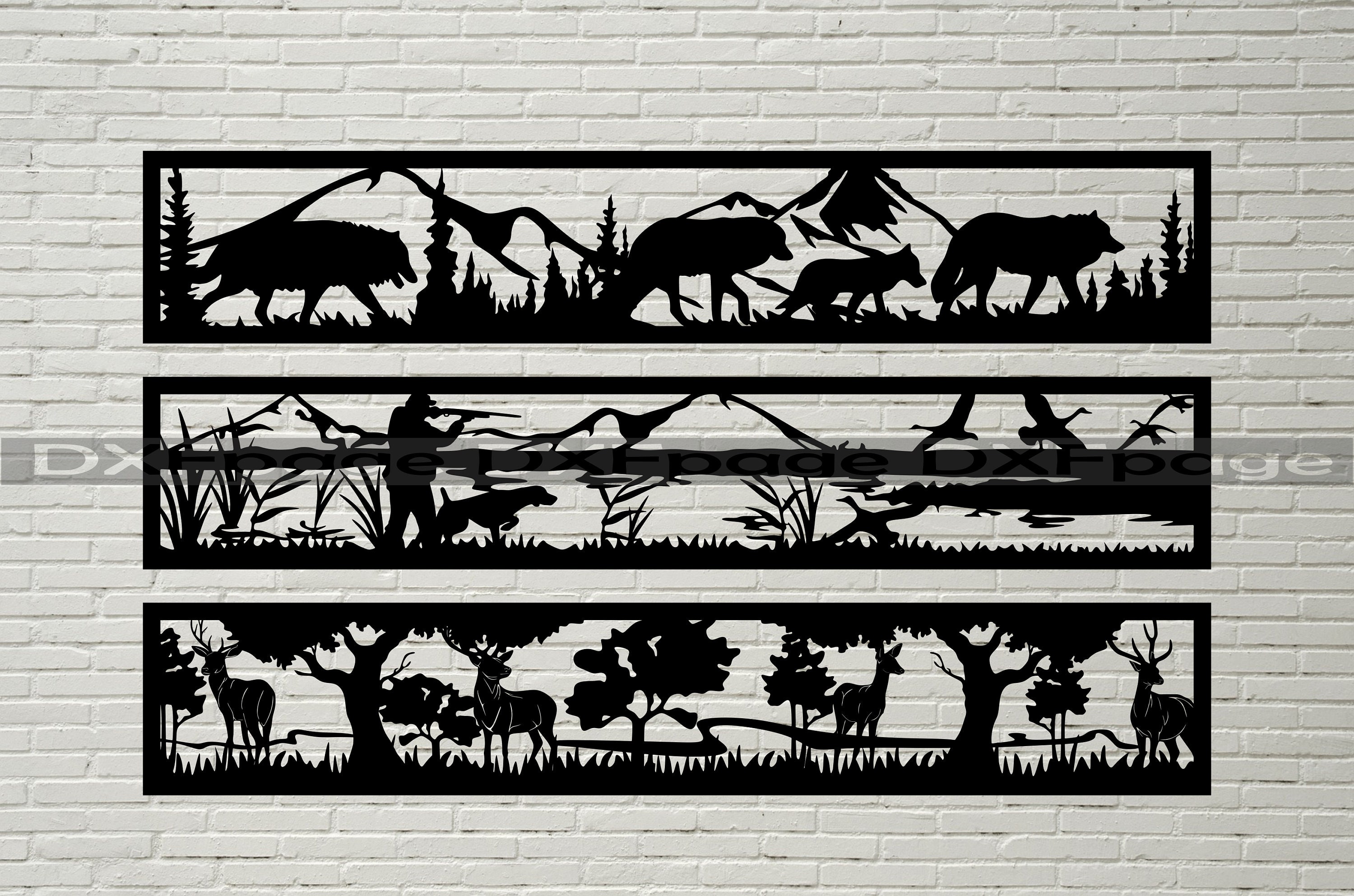 3 Wildlife Scene DXF Stencil Svg Cut File for Cricut Dxf - Etsy