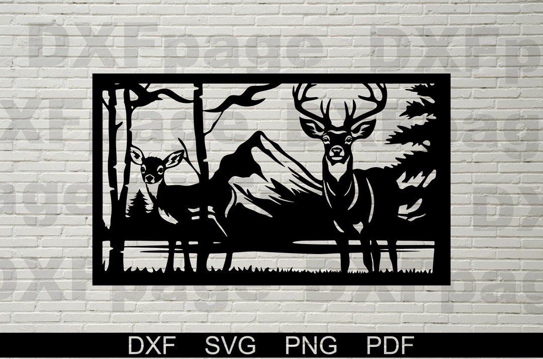 Deer Dxf, Svg, Wildlife Scene, Gate Design, Dxf File for Plasma, Laser ...