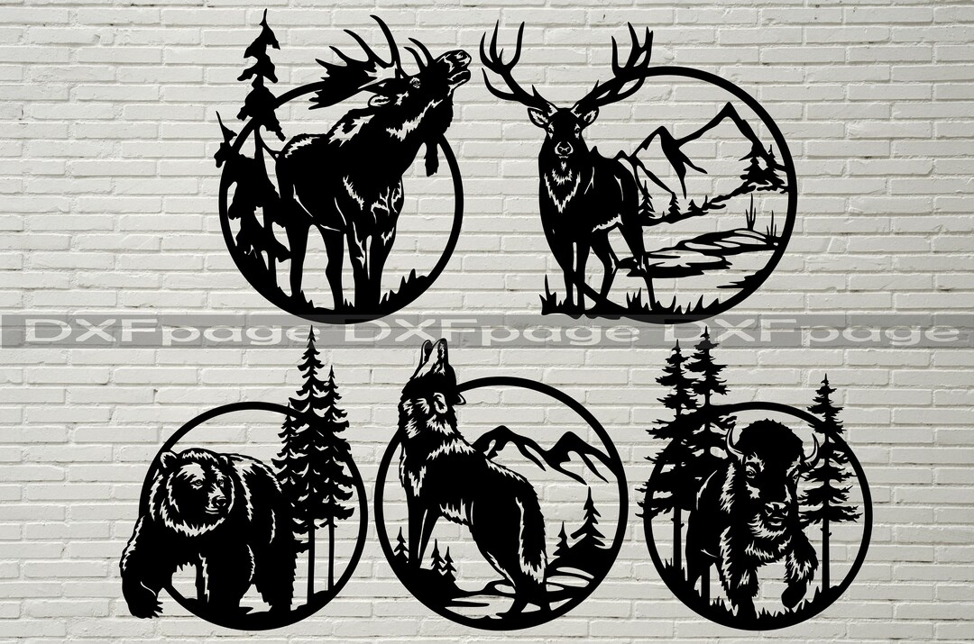 5 Wildlife Scene, DXF Cut File, Svg Cut File for Cricut, Dxf Files for ...