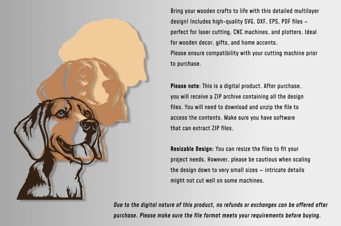 Beagle Multilayer SVG, DXF Laser Cut, 3D Dog, Layered Dog Plywood ...