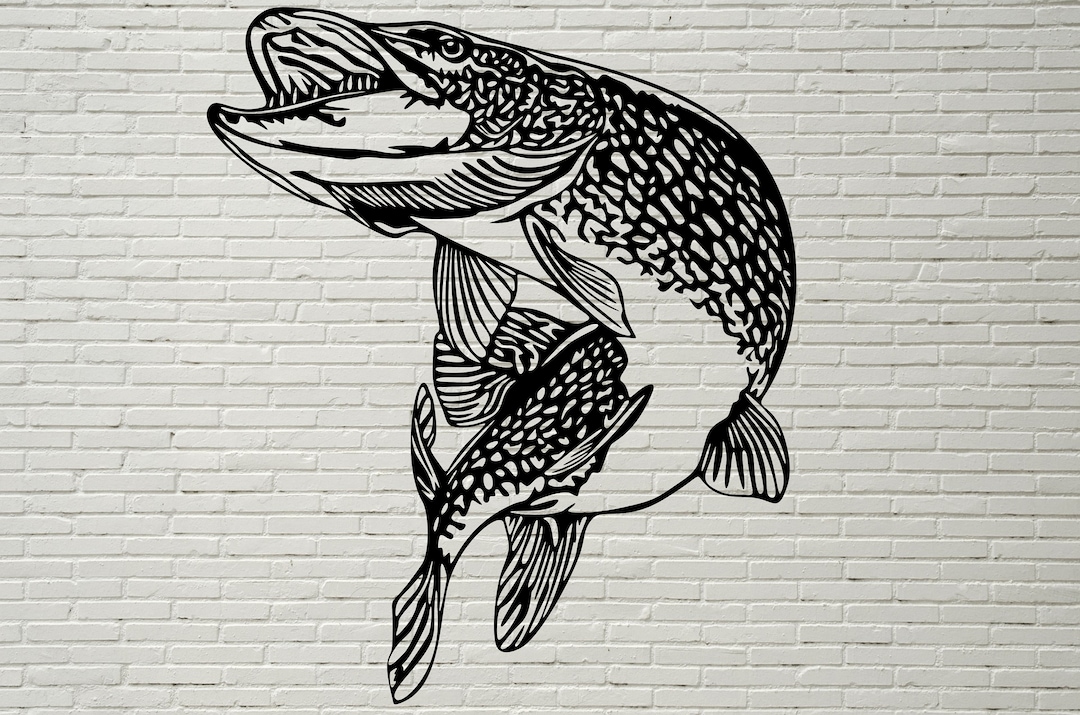 Pike Svg Cut File, Pike Fishing Svg, Ice Fishing, Silhouettes Dxf File ...