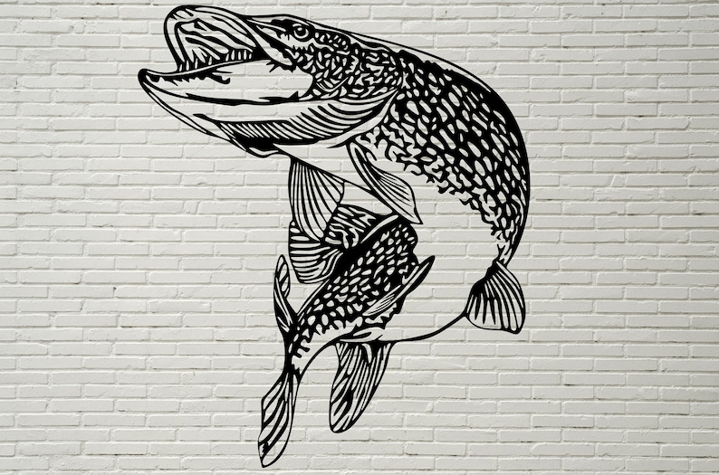 Pike Svg Cut File Pike Fishing Svg Ice Fishing Silhouettes | Etsy