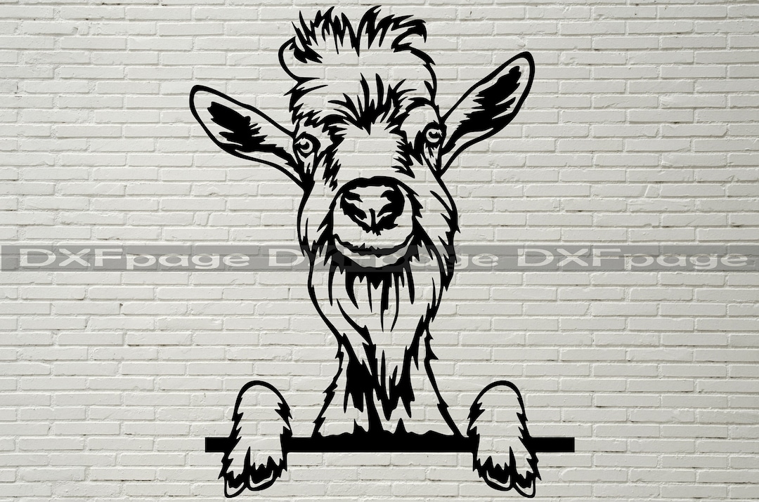 Goat Peeking SVG, Goat DXF Vector, Farm Life Cut Files, Silhouette Dxf ...