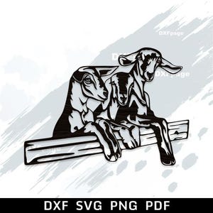 Goat Family on Fence SVG, Farmhouse Animal Wall Art DXF, Country Garden ...