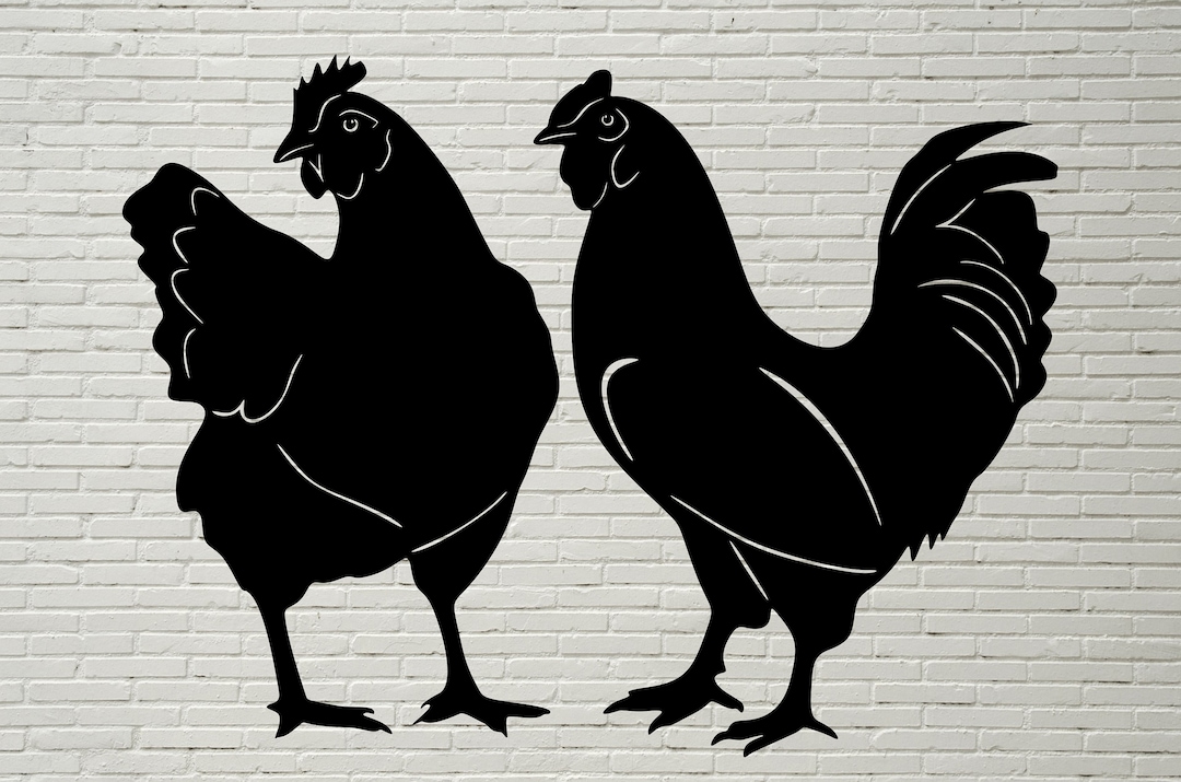 Chicken Silhouette Svg DXF, Chicken Cnc File, Rooster Svg, Dxf File for ...