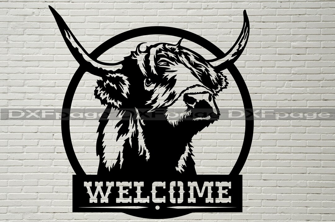 Highland Cow Welcome Sign DXF CNC, Dxf File for Laser, SVG File for ...