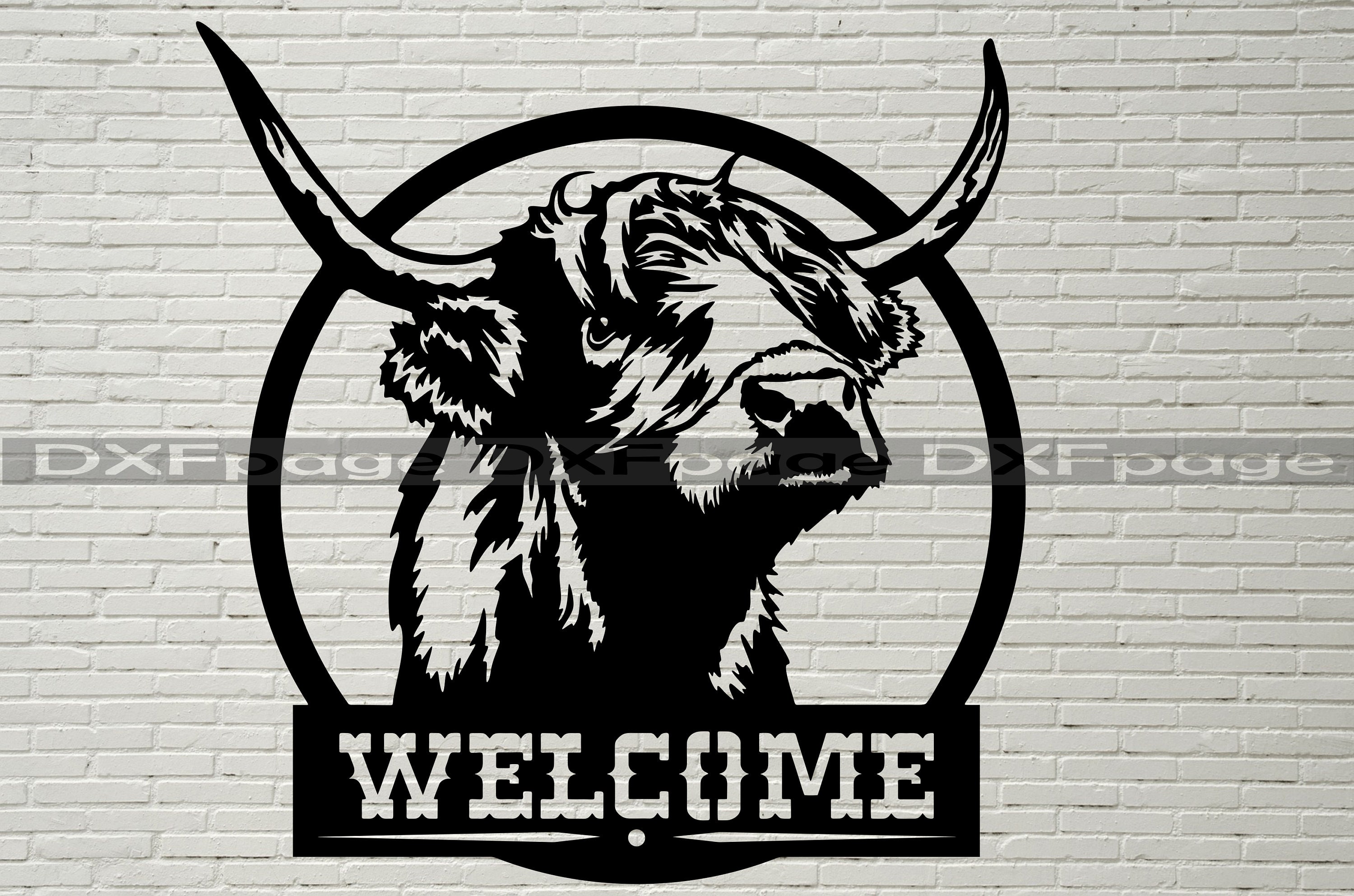 Highland Cow Welcome Sign DXF CNC Dxf File for Laser SVG - Etsy Finland