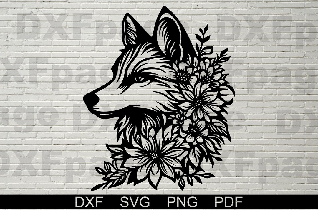 Floral Fox SVG, Animals Cut File Laser, Dxf File for Plasma, Fox Cnc ...