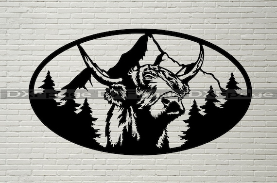 Highland Cow Sign DXF Dxf File for Laser SVG File for - Etsy