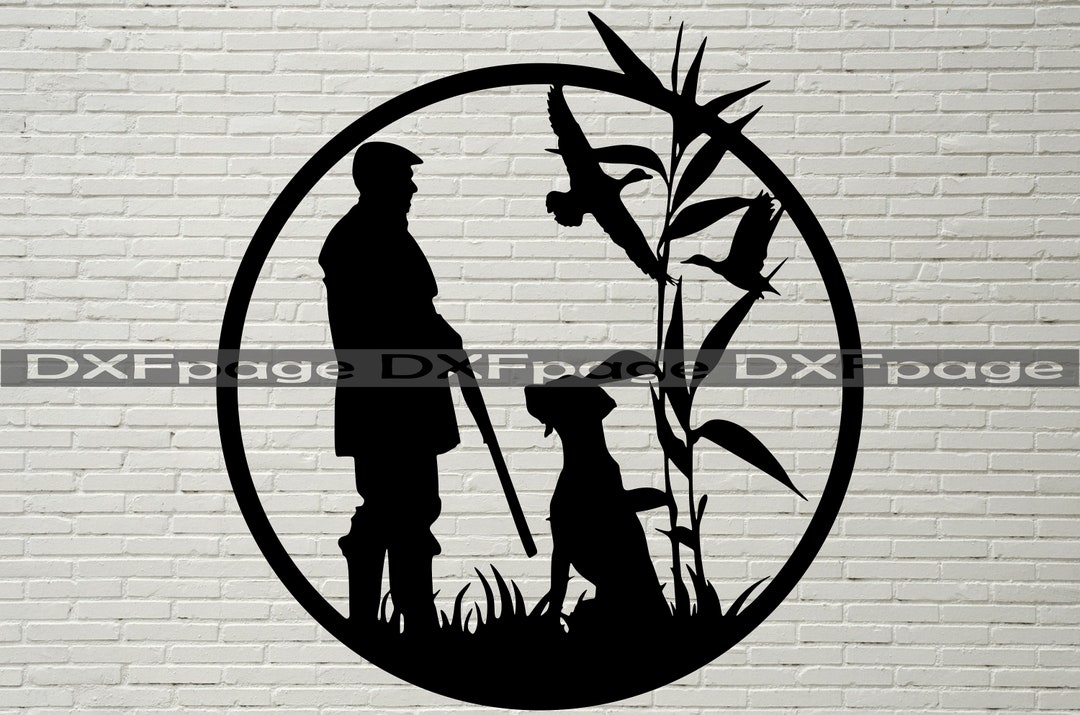 Hunting Scene Dxf , Hunting Dog Svg, Dxf Files for Plasma, Laser ...