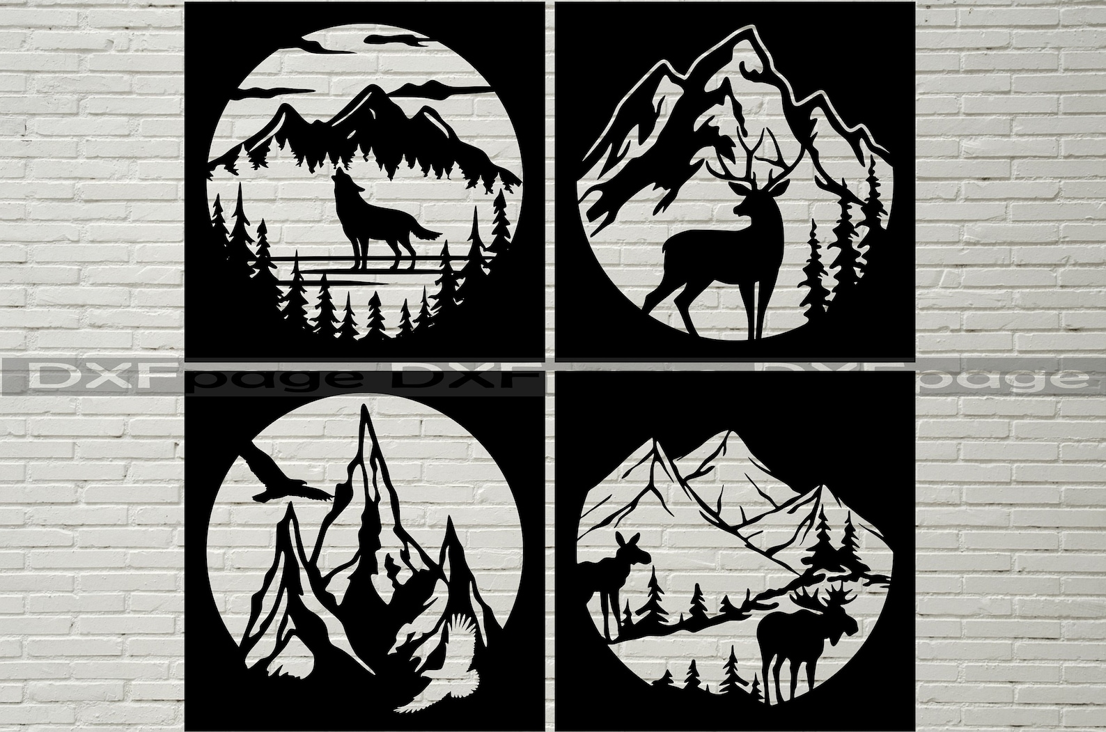 4 Wildlife Stencil Mountains Svg DXF Panels Svg Cut File - Etsy UK