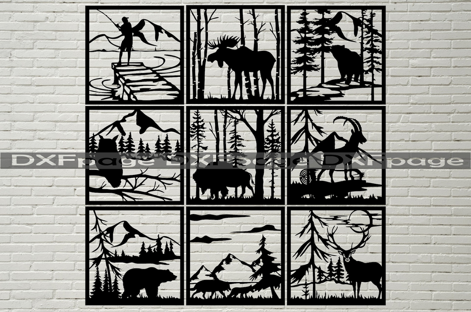 9 Wildlife Scene, DXF Stencil, Svg Cut File for Cricut, Dxf Files for ...