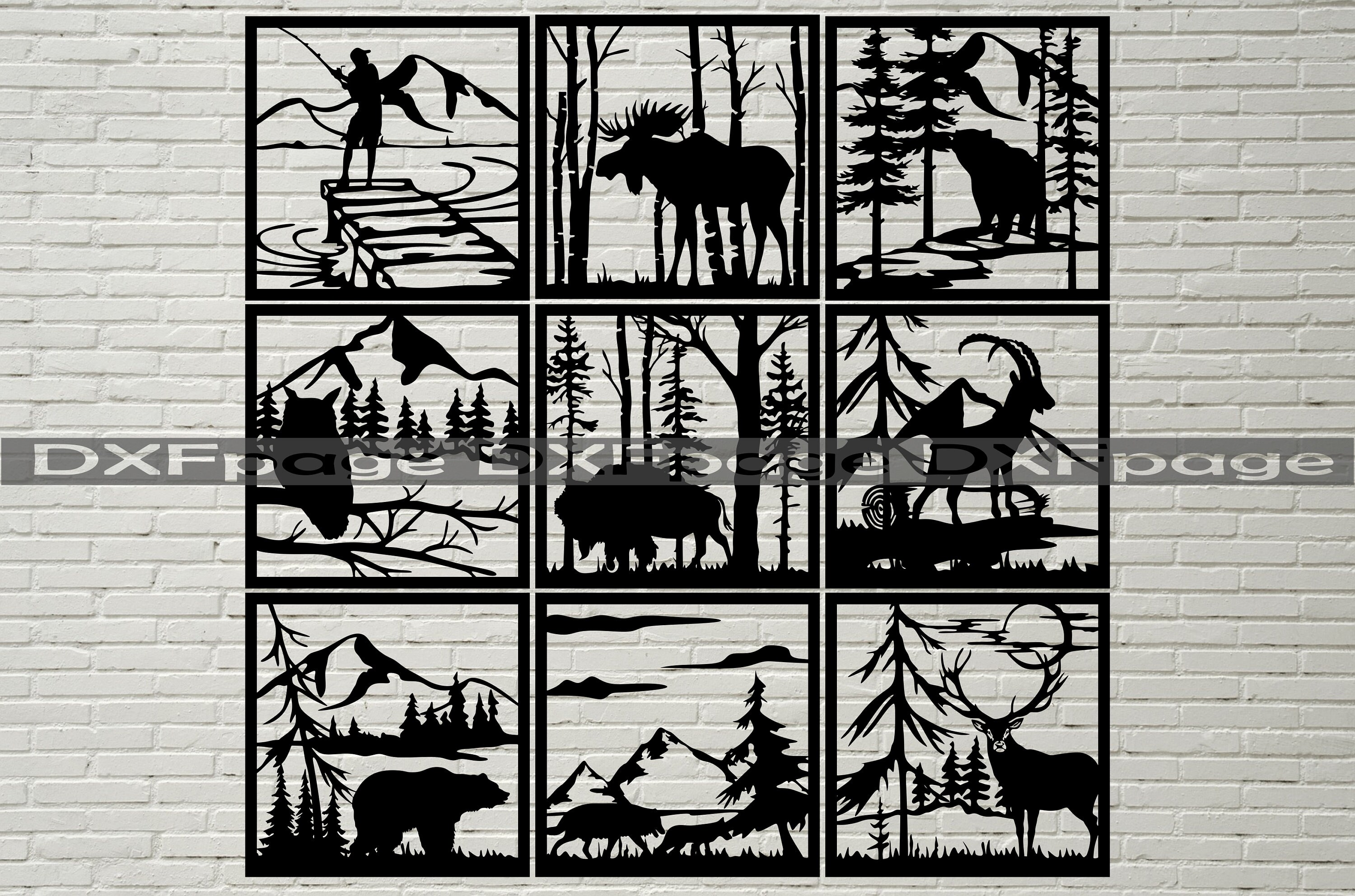 9 Wildlife Scene, DXF Stencil, Svg Cut File for Cricut, Dxf Files for ...