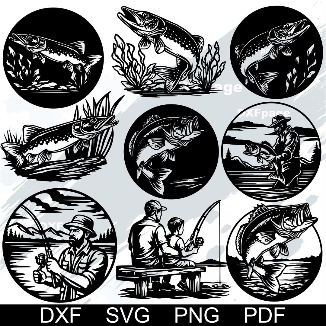 Fishing SVG Bundle, DXF, Cutting Files for Cricut, Dxf Files for Plasma ...