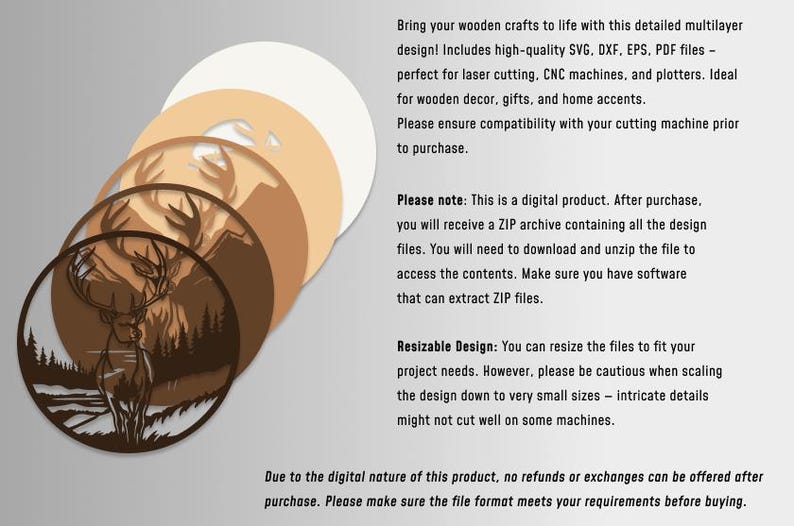 Deer Multilayer SVG, DXF Laser Cut File, Layered Plywood, Paper Cutting ...