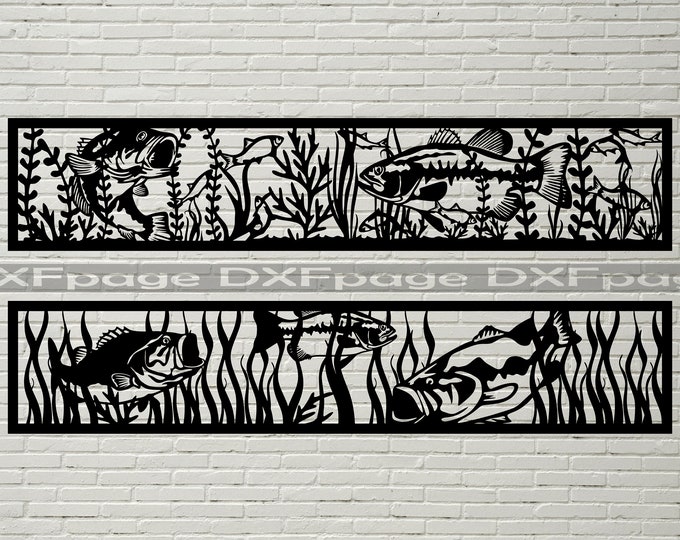 Bass Fishing Svg, Fish Scene DXF Files for Plasma, Laser Cutting, Cnc ...