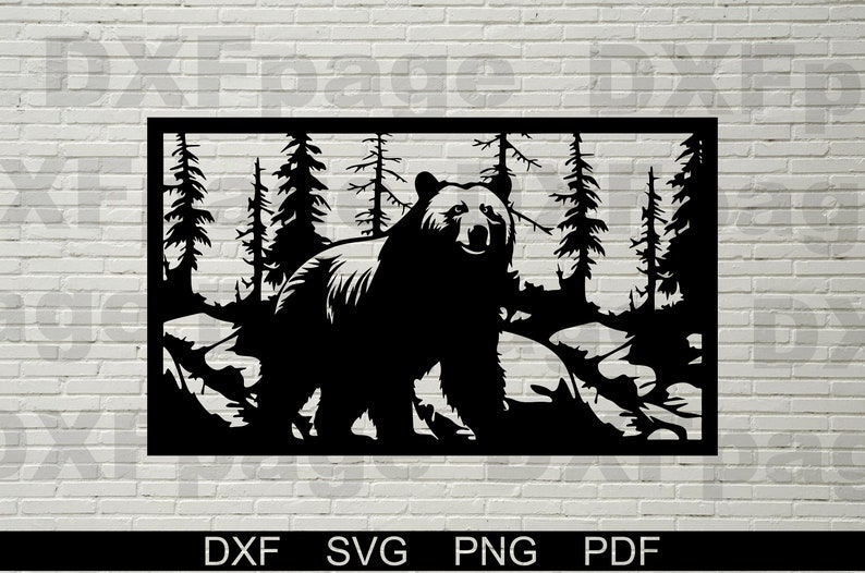 Bear Dxf, Svg, Wildlife Scene, Gate Design, Dxf File for Plasma, Laser ...