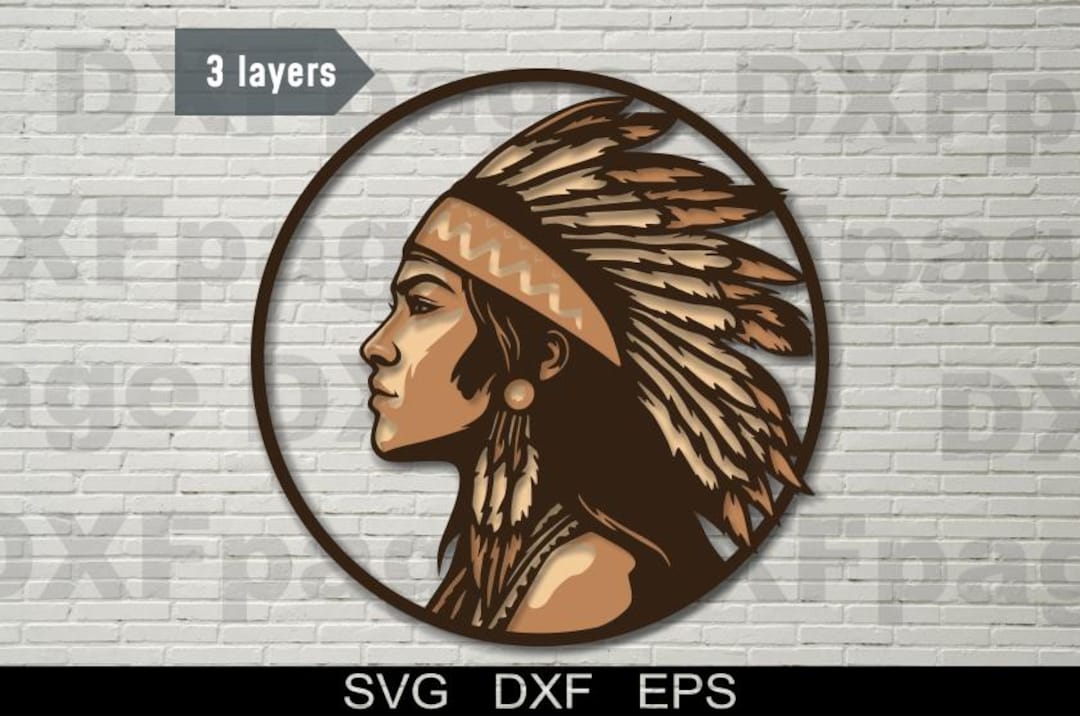 American Native Girl Multilayer SVG, DXF Laser Cut, Layered Plywood ...