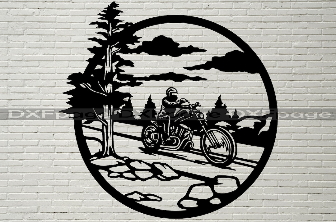 Motorcycle Scene SVG, Motor Bike Cut File Laser, Dxf for Plasma ...