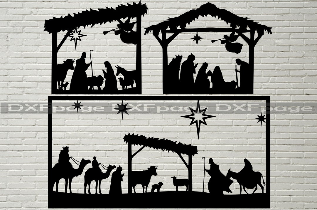 Nativity SVG, Christmas Cut File, Nativity Scene Svg, Silhouette Dxf ...