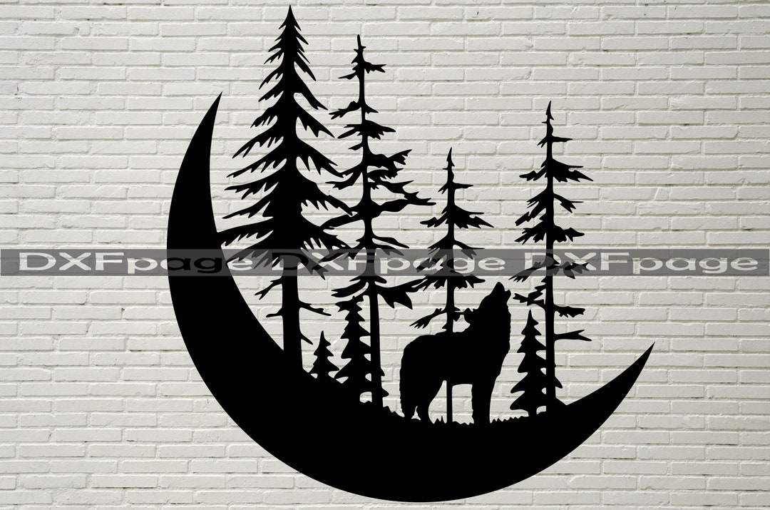 Wolf Howling at Moon DXF, Animals Cut File for Laser, Dxf for Plasma ...