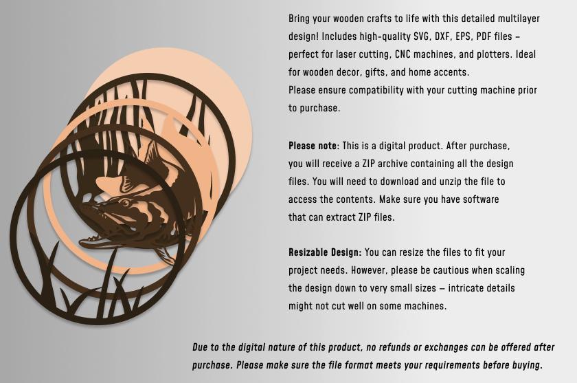 Pike Fish SVG Layered Laser Cut, DXF, 3D Multilayer Plywood Cut File ...