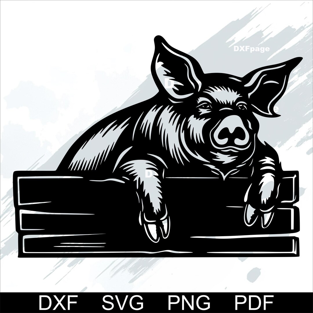 Peeking Pig SVG Cut File, Laser Cut CNC Ready, Pig Silhouette Clipart ...