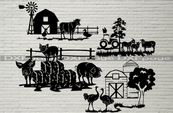 Farm Scene Silhouette