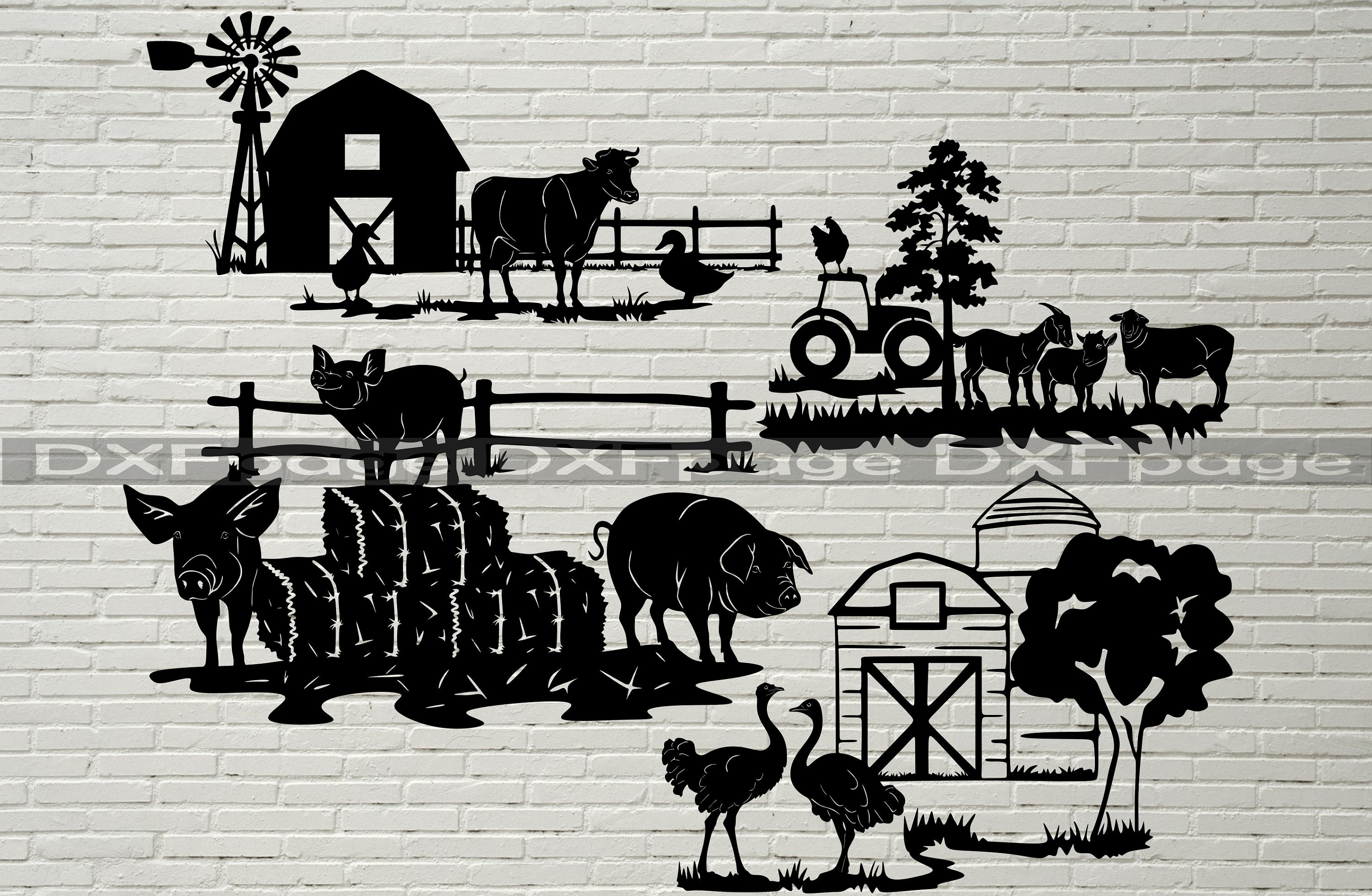 Farm Scene Cut Files, Dxf Files for Plasma, Laser Cutting, Cnc, Dxf ...