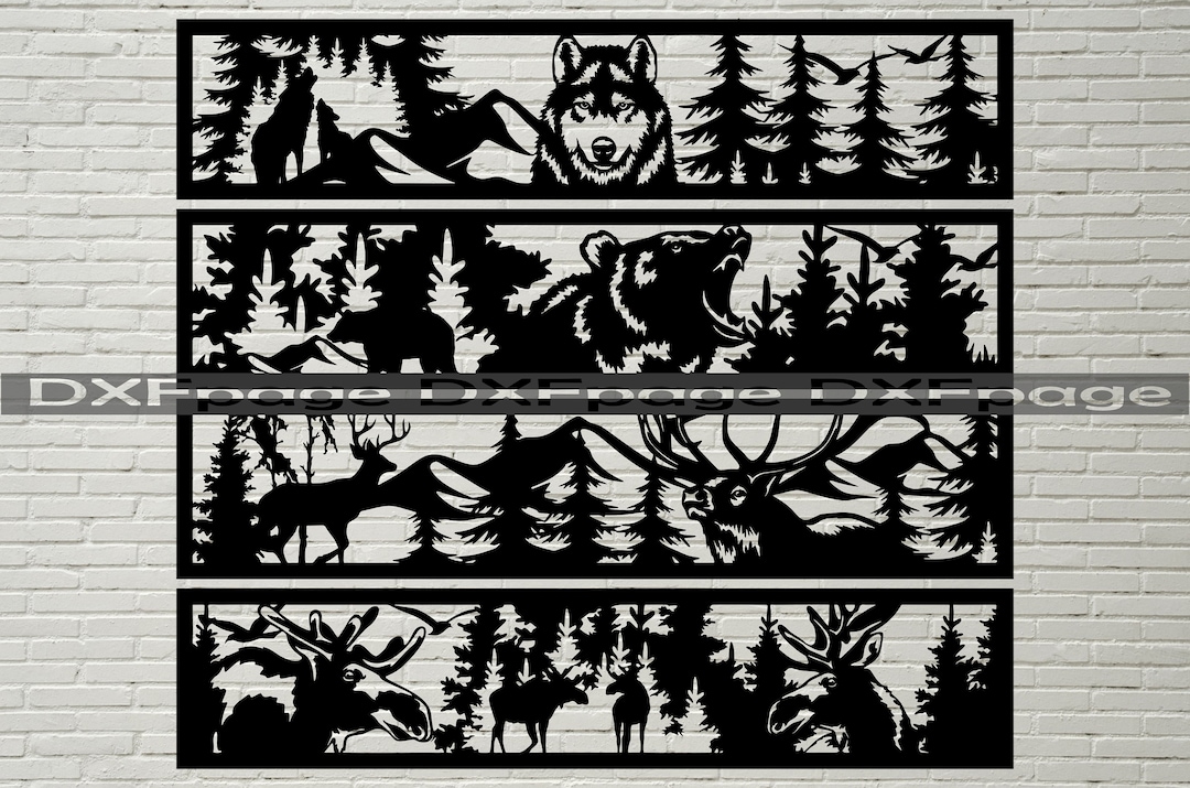 4 Cut Files, Wildlife Scene, DXF Stencil, Svg for Cricut, Dxf Files for ...