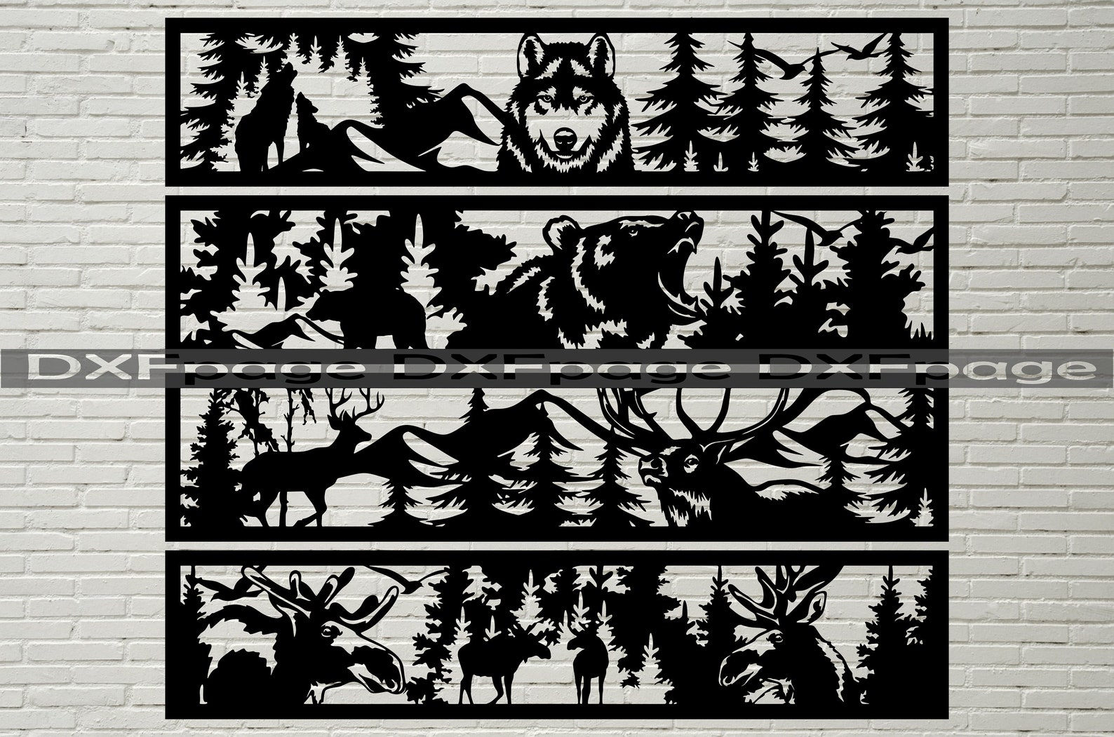 4 Cut Files, Wildlife Scene, DXF Stencil, Svg for Cricut, Dxf Files for ...