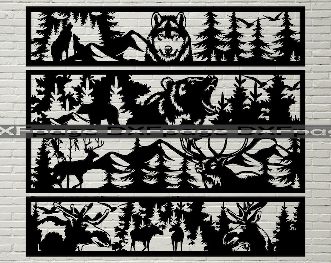 4 Cut Files, Wildlife Scene, DXF Stencil, Svg for Cricut, Dxf Files for ...