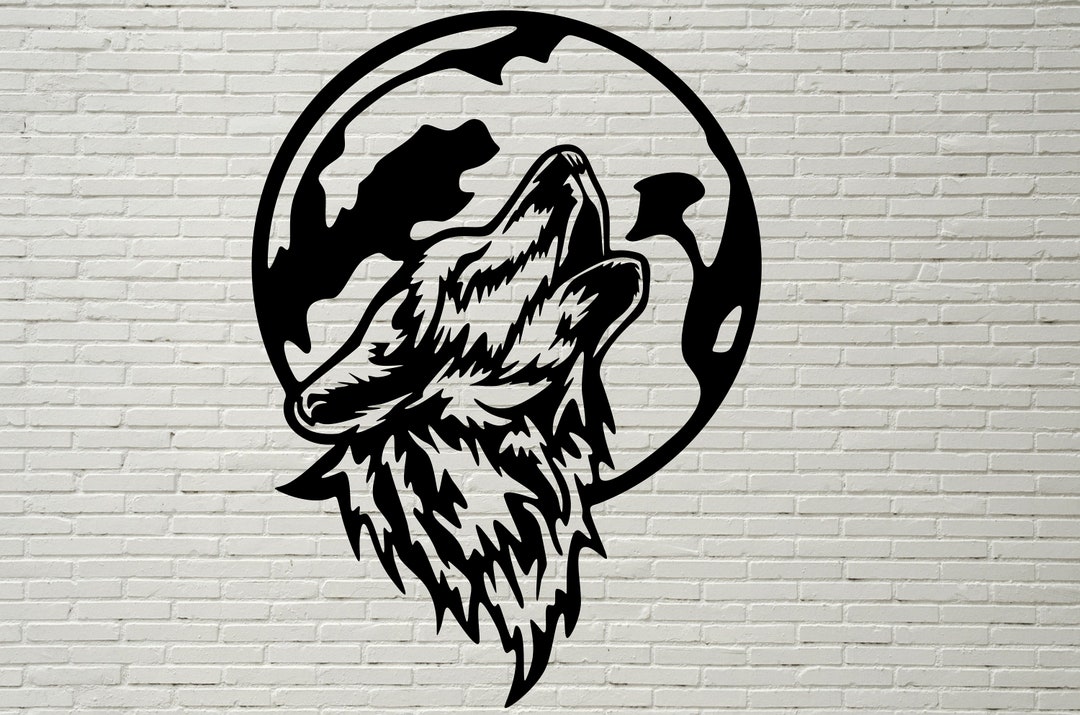 Wolf and Moon SVG, Wolf Cut File for Laser, Dxf for Plasma, Wolf Cnc ...