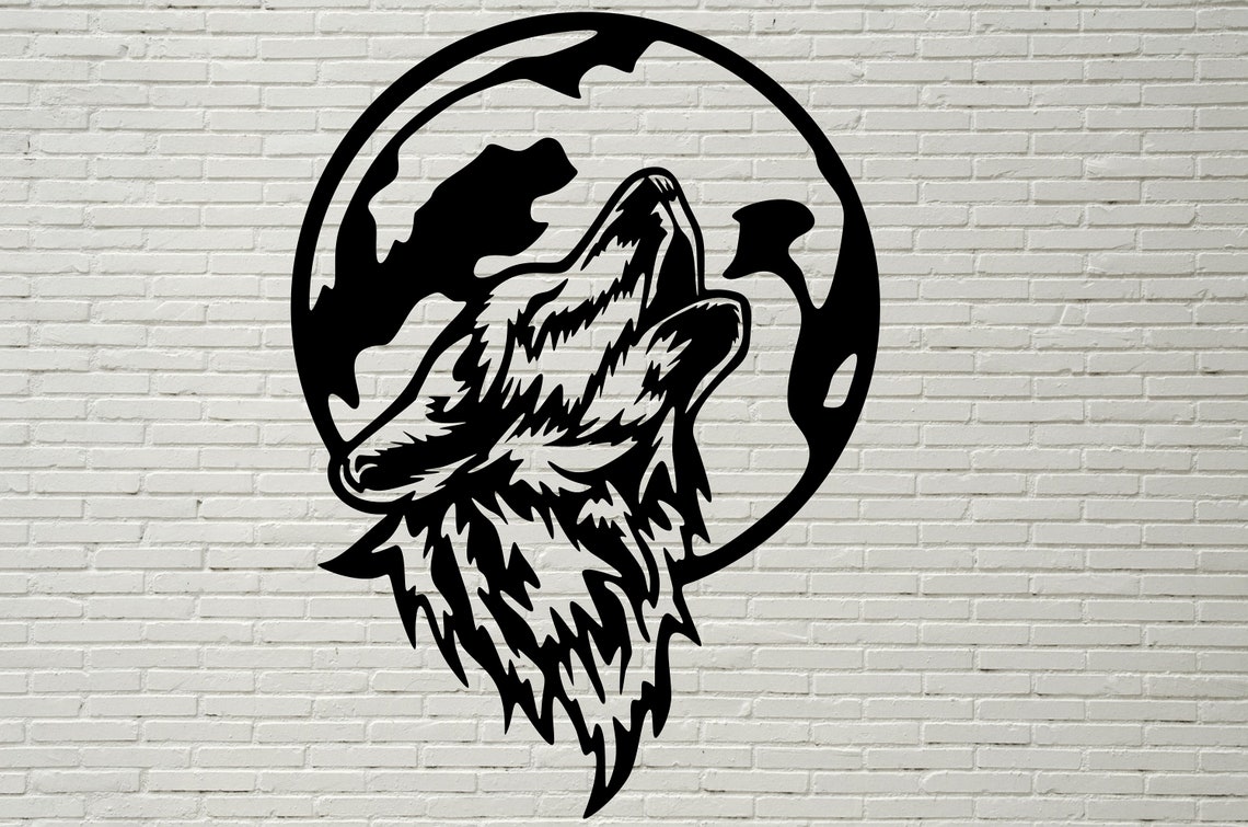 Loup et lune SVG Wolf cut file for laser dxf for plasma - Etsy Canada