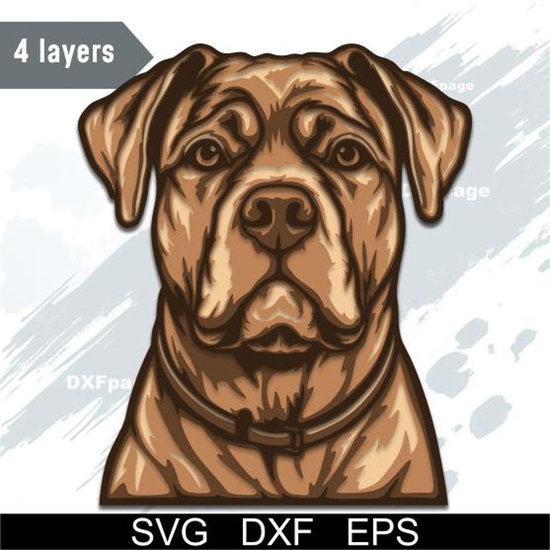 Cane Corso Multilayer SVG, DXF Laser Cut, 3D Dog, Layered Dog Plywood ...
