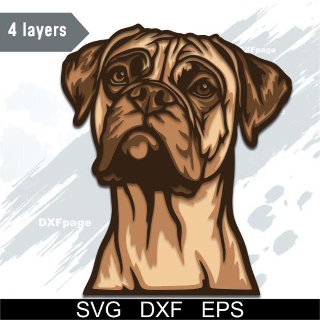 Boxer Dog Multilayer SVG, DXF Laser Cut, 3D Dog, Layered Dog Plywood ...