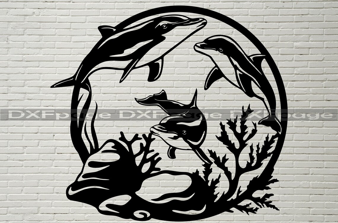 Ocean Scene SVG Dolphin DXF Cut File for Laser Dxf for - Etsy Canada