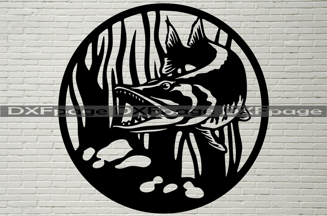 Pike Scene Svg, Fishing DXF Files for Plasma, Laser Cutting, Cnc, Svg ...