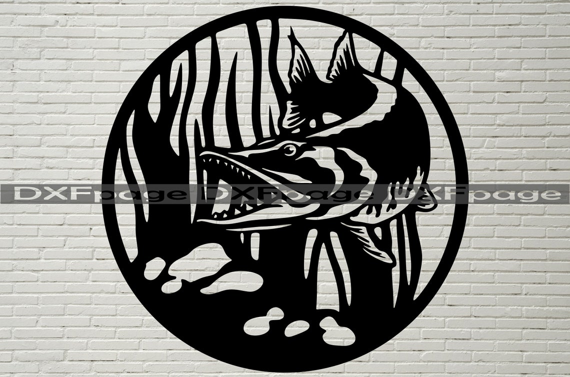 Pike Scene Svg, Fishing DXF Files for Plasma, Laser Cutting, Cnc, Svg ...