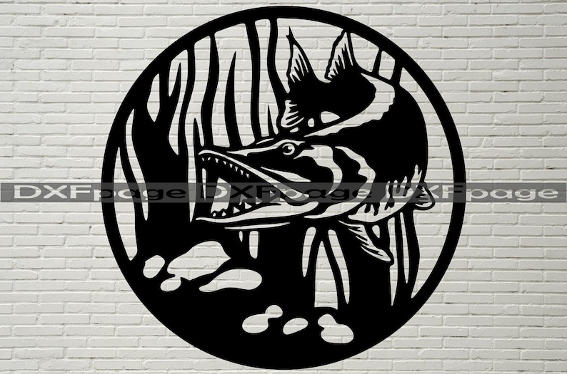 Pike Scene Svg, Fishing DXF Files for Plasma, Laser Cutting, Cnc, Svg ...