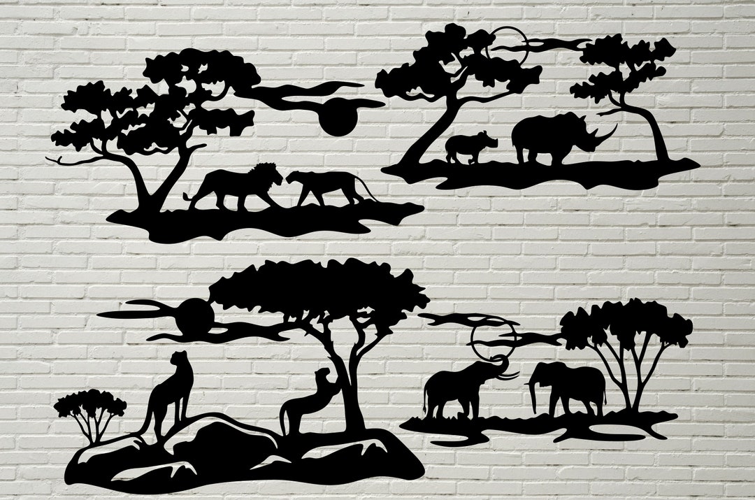 Africa Scene SVG DXF, Safari Animals Cut File for Laser, Dxf for Plasma ...