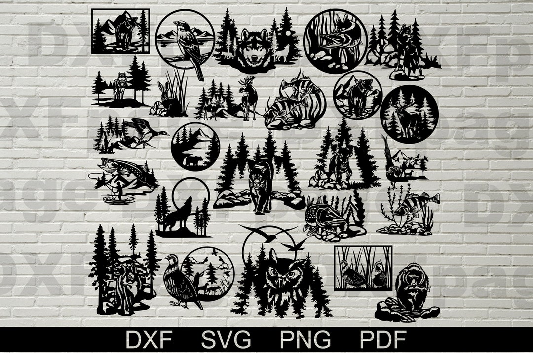 50 Wildlife Scene, Cut Files Bundle, Dxf Files for Plasma, Laser Cutting, Cnc, Silhouette, Svg ...