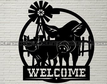 Pig SVG, Dxf File for Laser, SVG File for Cricut, Farm Animal Sign Svg ...