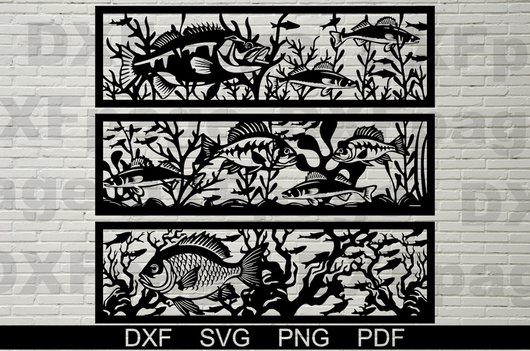 Fishing Panels Svg, Fish Scene DXF Files for Plasma, Laser Cutting, Cnc ...