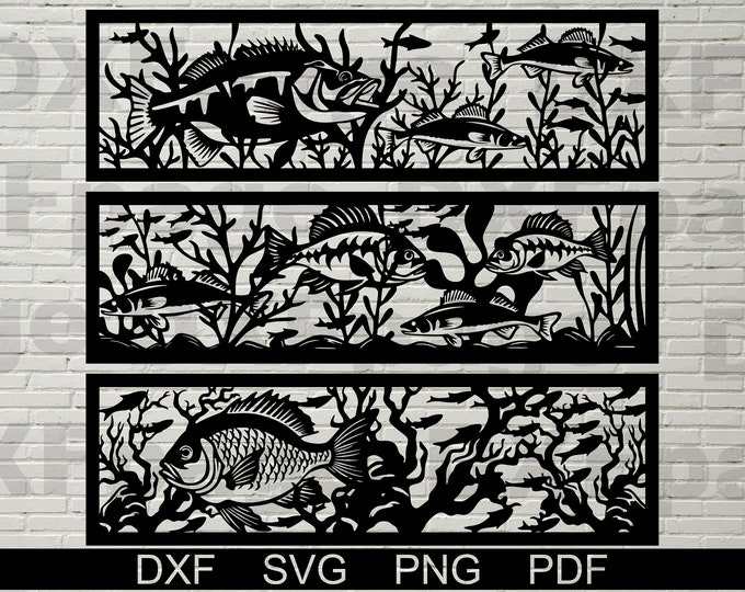 Fishing Panels Svg, Fish Scene DXF Files for Plasma, Laser Cutting, Cnc ...