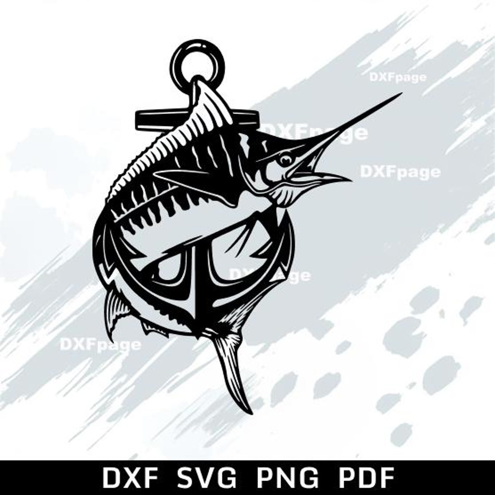 Marlin Fish DXF, Anchor Metal Sign Design, Deep Sea Fishing SVG, Sailor ...