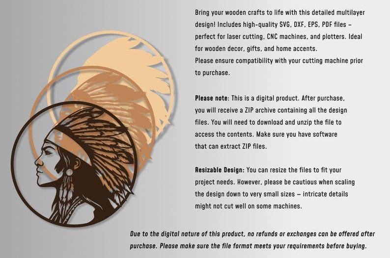 American Native Girl Multilayer SVG, DXF Laser Cut, Layered Plywood ...