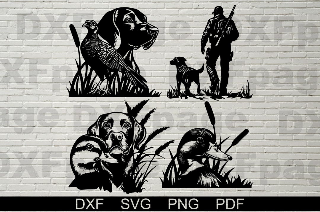 Hunting Scene Bundle SVG DXF, Pheasant SVG, Cricut, Duck, Mallard Dxf ...