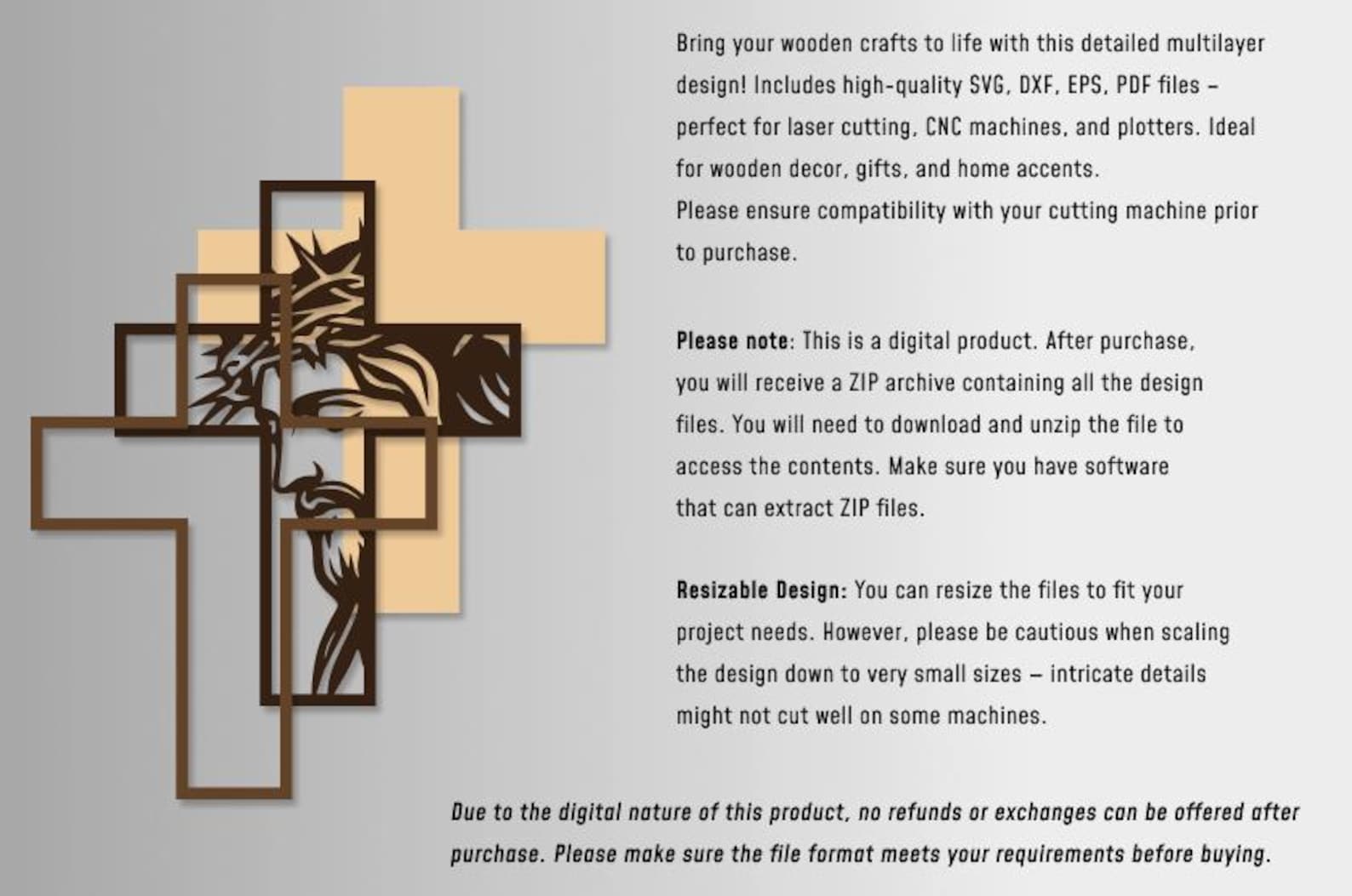 Jesus Cross SVG Layered Laser Cut, DXF, Multilayer Plywood, Paper ...