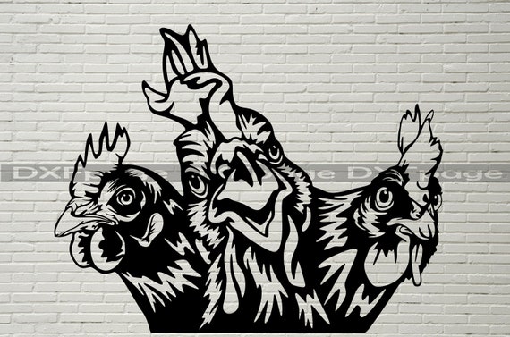 Roosters SVG Chicken Silhouette Dxf Peeking SVG for Cricut | Etsy